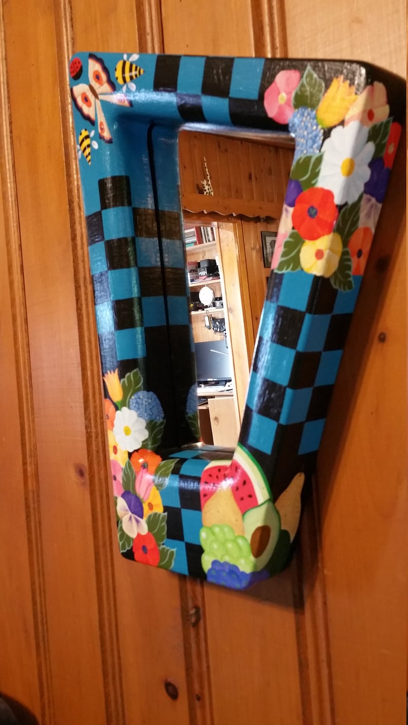 A Whimsical Wonky Unique and Colourful Mirror - Etsy