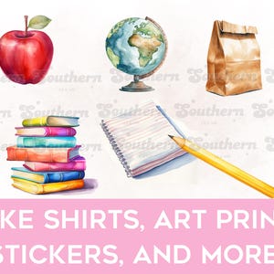 18 Watercolor School Clip Art Pack, Cute School Clip Art, Custom School ...