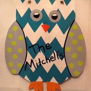 Owl Hand Painted Wooden Custom Door Hanger - Etsy
