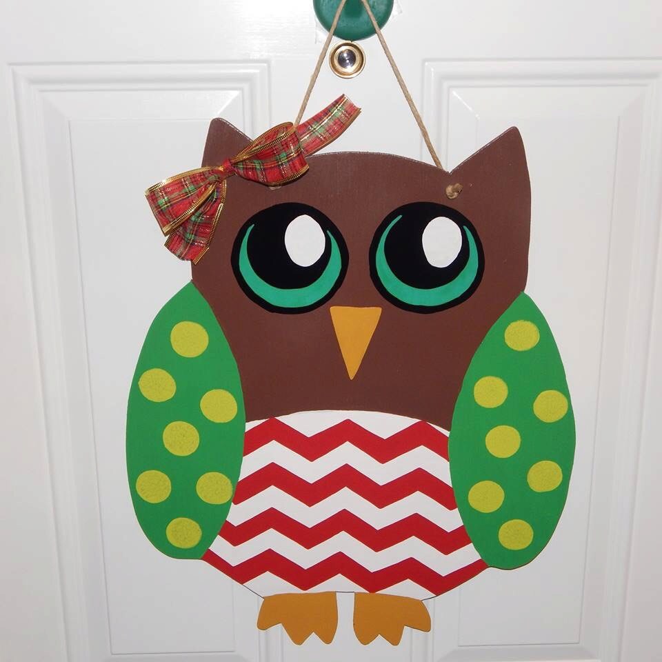Owl Hand Painted Wooden Custom Door Hanger - Etsy