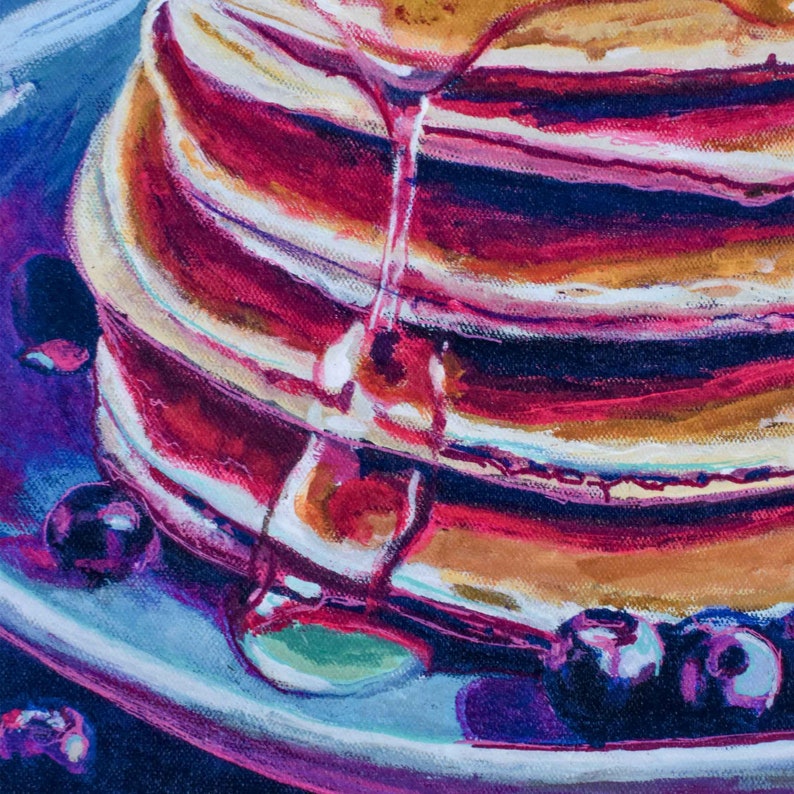 Blueberry Pancake Breakfast Wall Art | Gift for Foodie | Hotcake ...