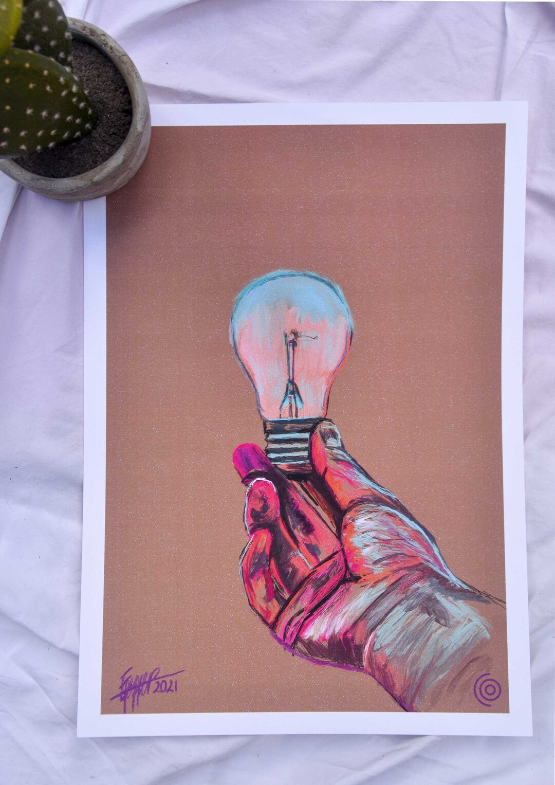 Colourful Neon Lightbulb Art Print - Etsy