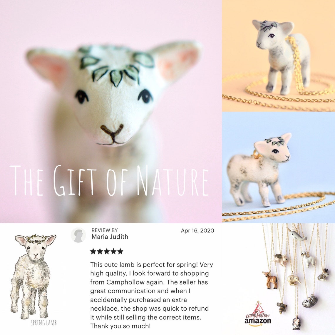 Spring Lamb Necklace Gift of Spring Hand-painted Porcelain - Etsy