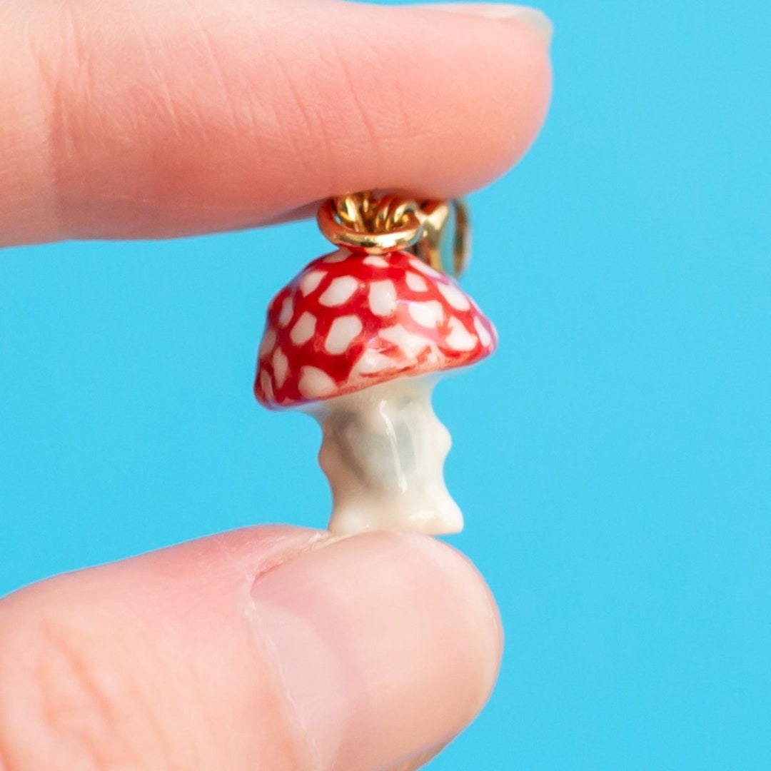 Red 'shroomkin' Toadstool Mushroom Charm - Etsy