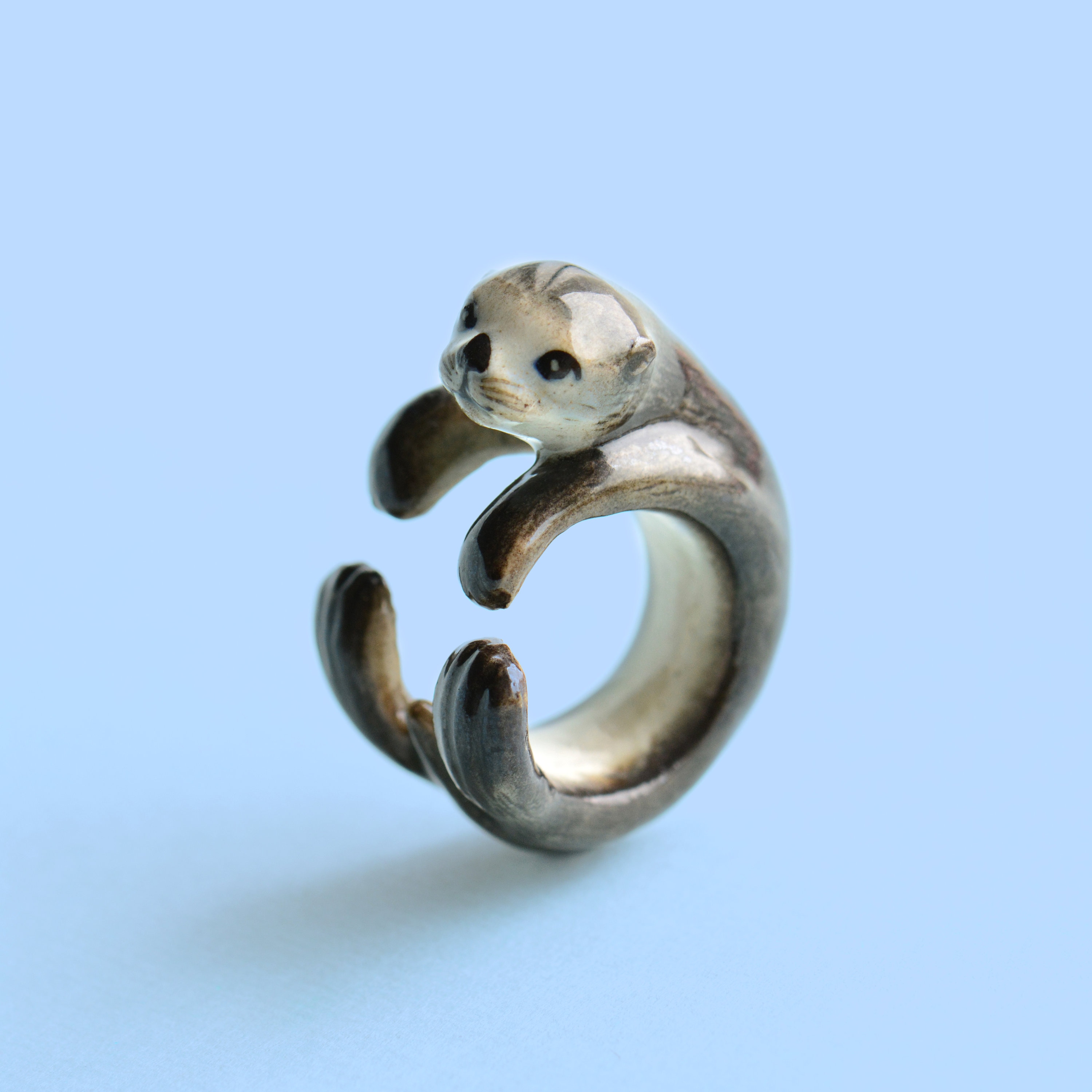 Otter Animal Ceramic Ring Animal Jewelry Otter Ring - Etsy