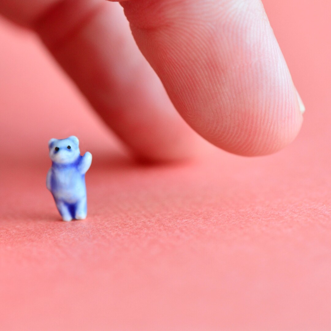 World's Tiniest Blue Bear Figurine | Miniature Hand-painted Porcelain ...
