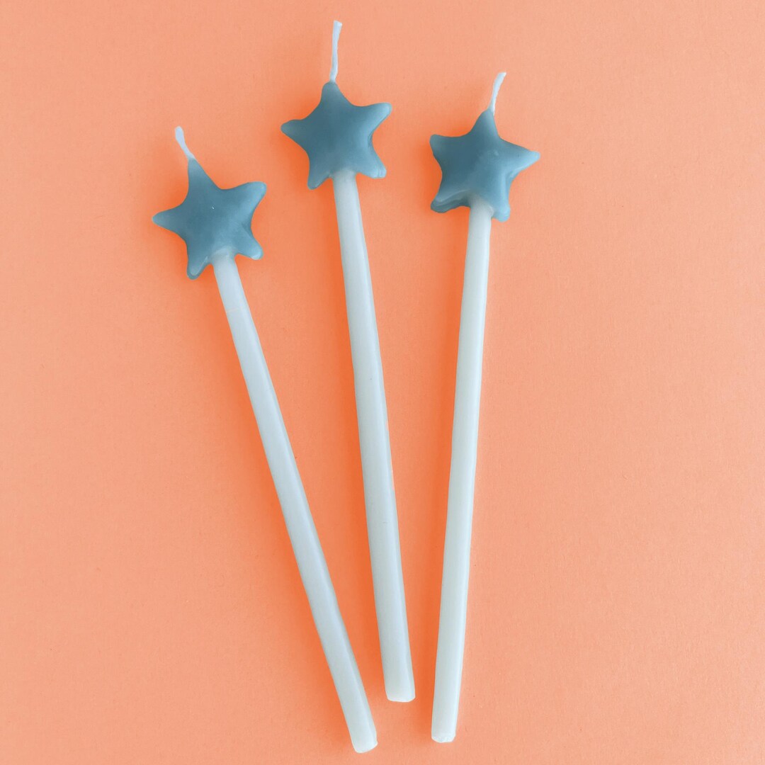 Blue Star Shaped Birthday Candle Set (x3) - Etsy