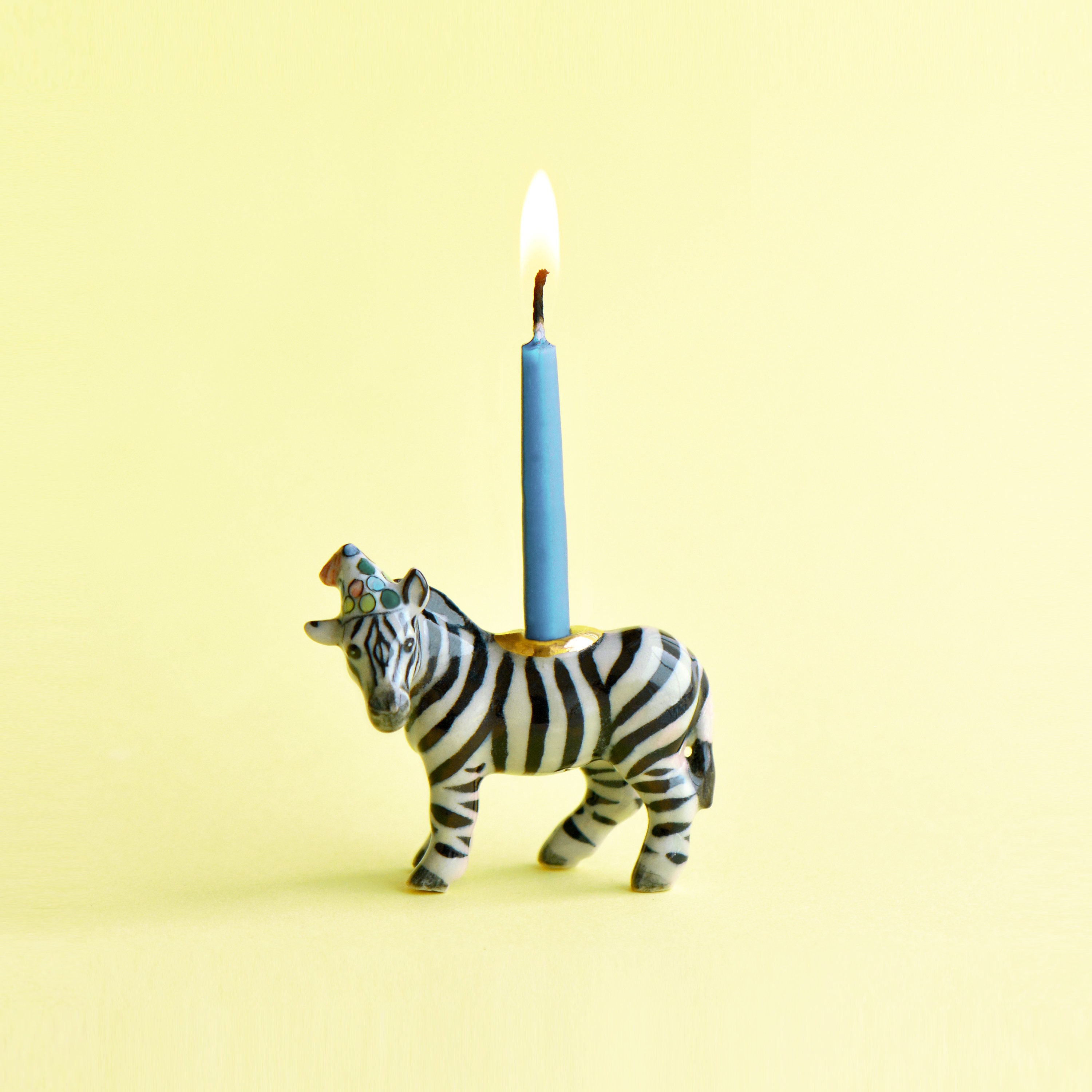 Lime Zebra Candle Holders