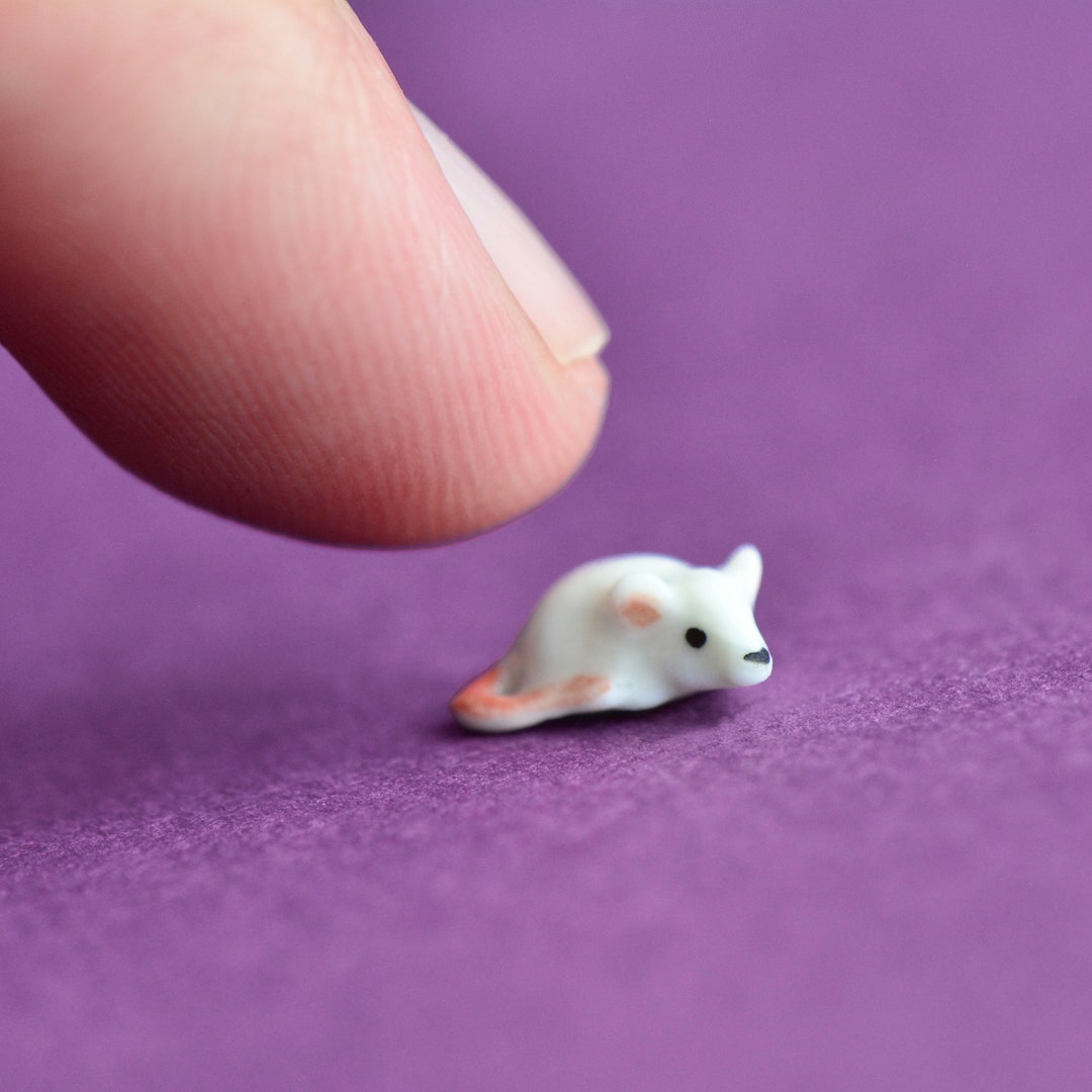 Cute Handmade Porcelain White Rat Mouse Statue | Dollhouse Mice ...