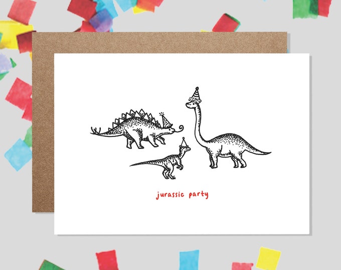 JURASSIC PARTY Dinosaur Birthday Card / Funny Birthday Card | Etsy