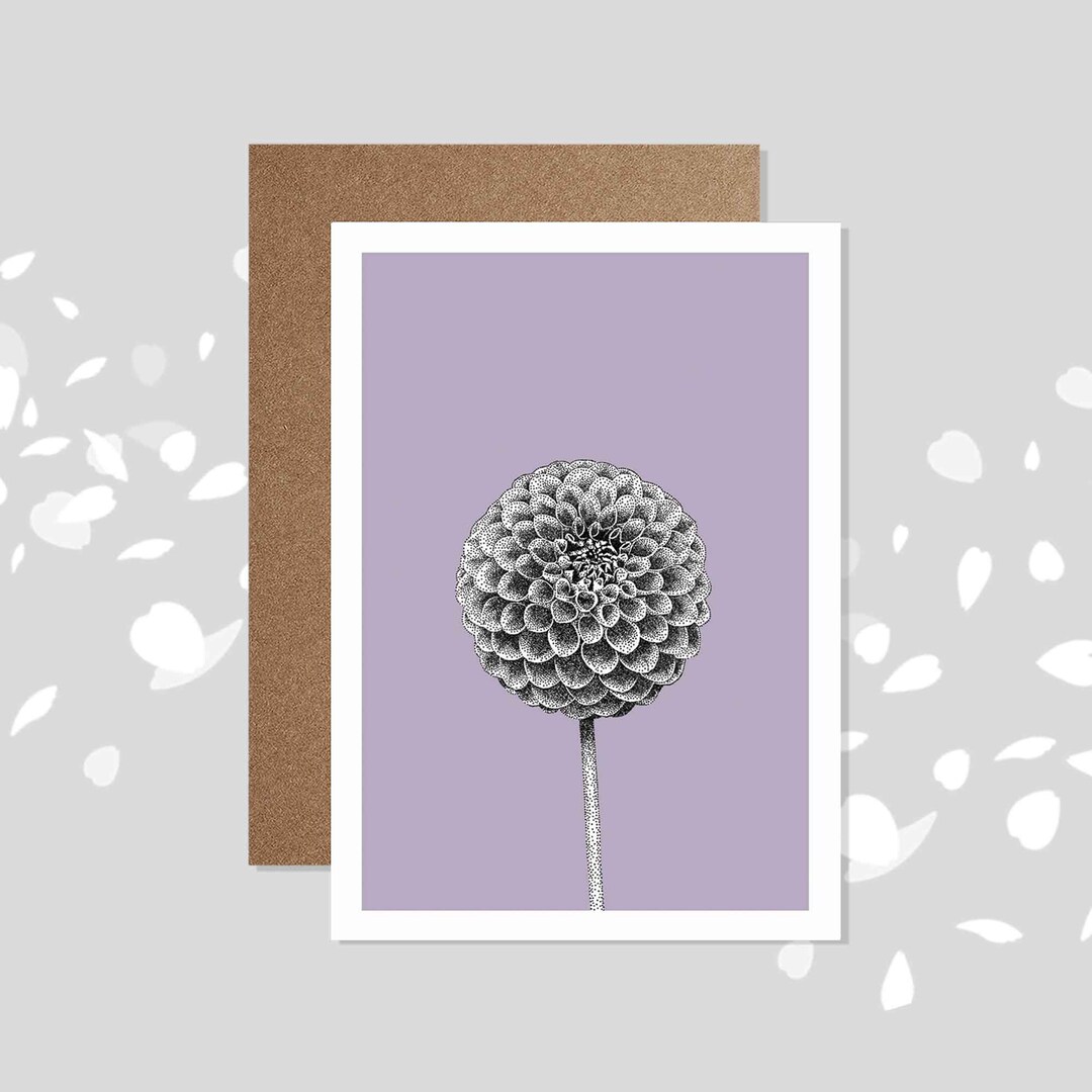 Dahlia Card / Flower Birthday Card / Blank for All Occasions - Etsy