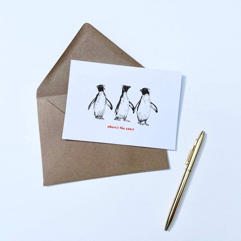 Adorable Funny Penguin Birthday Card Eco-friendly, Personalised Message ...