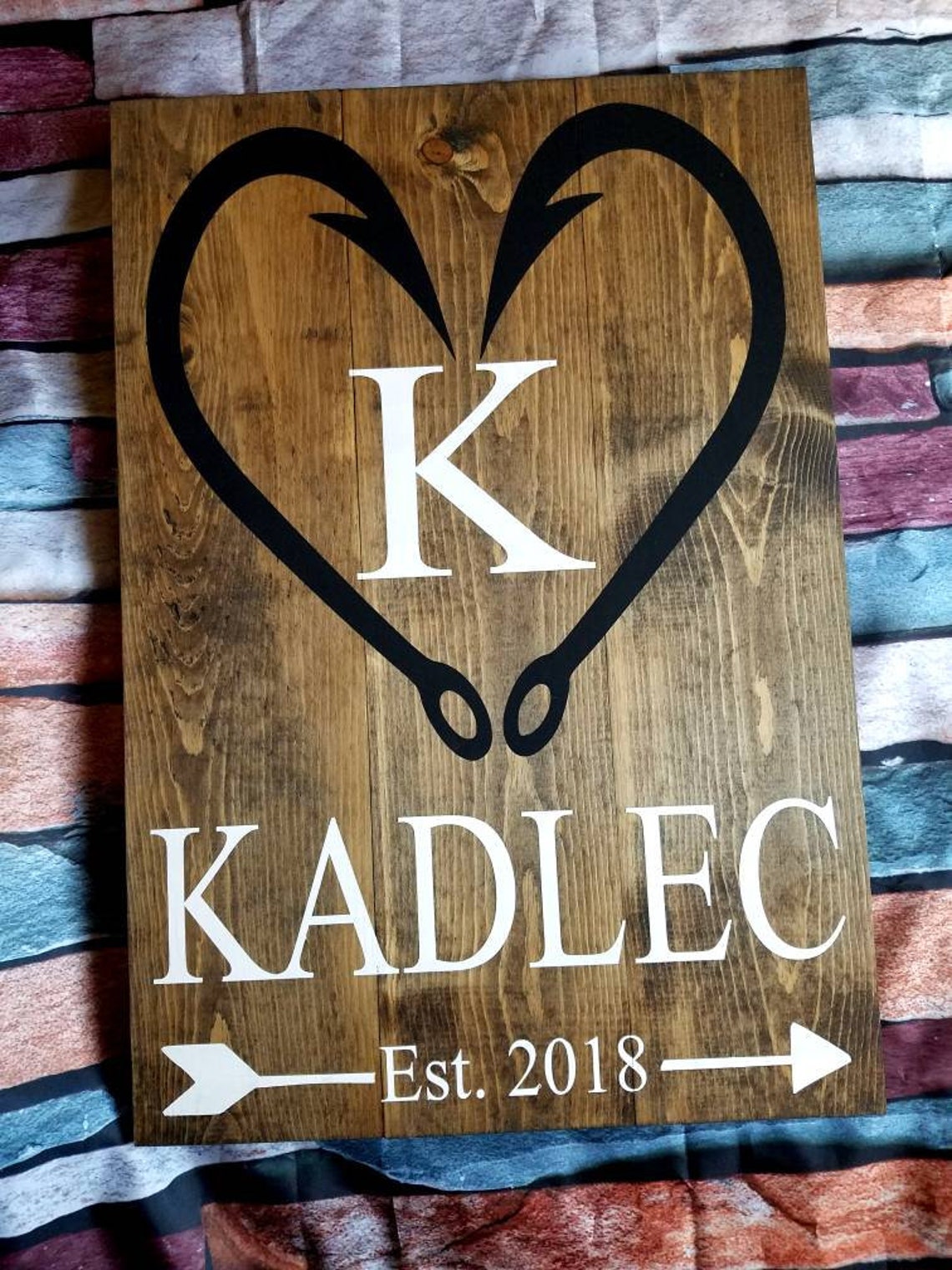 Rustic Last Name Fish Hooks Monogram Established Fishing Love - Etsy