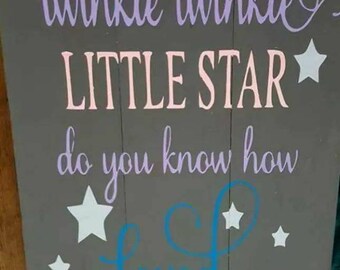 Personalized Carved Wooden Sign Twinkle Twinkle Little