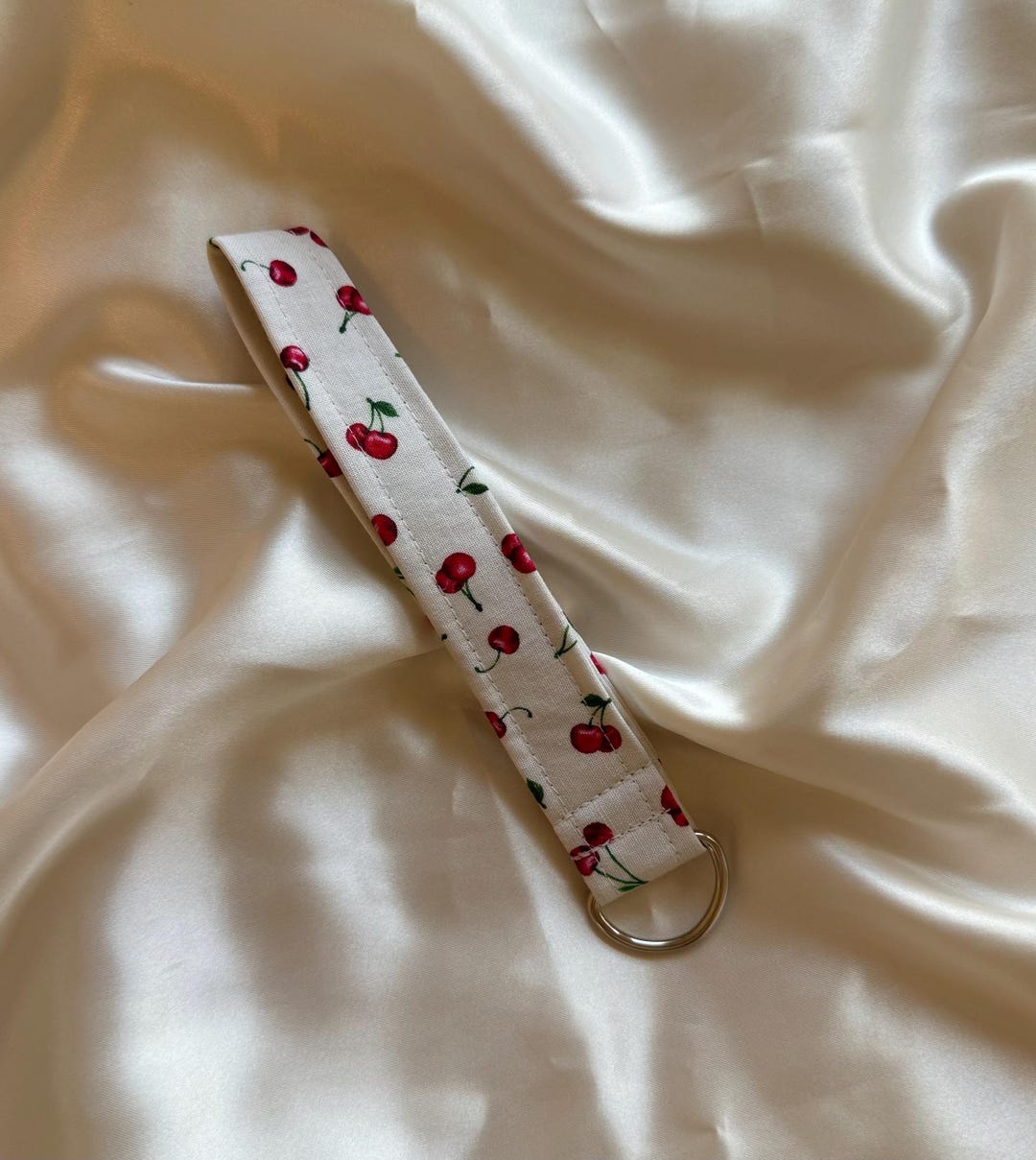 Dainty Cherry Handmade Fabric Keychain/key Fob Wristlets | Fabric ...
