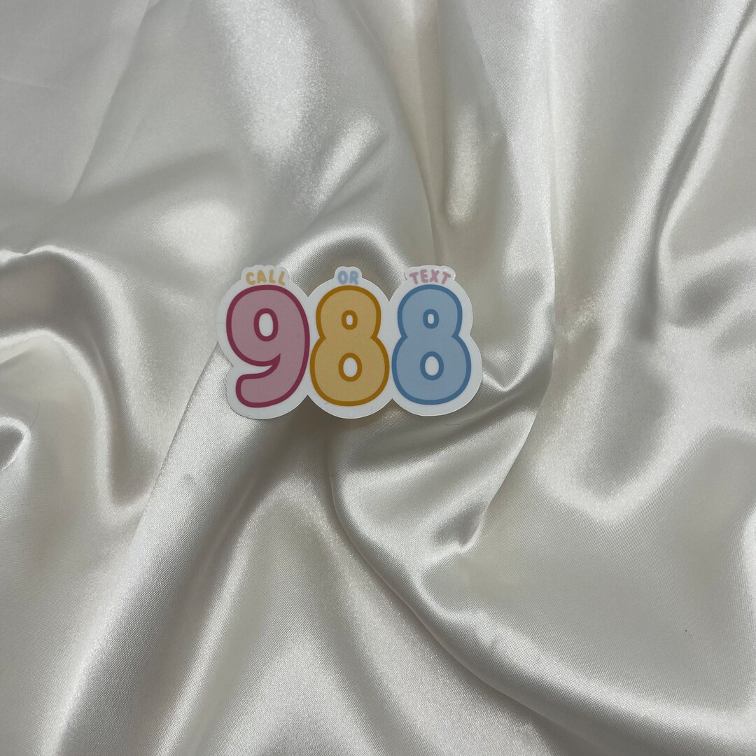 988 Suicide Hotline Waterproof Sticker | Inspiring Sticker | Mental ...