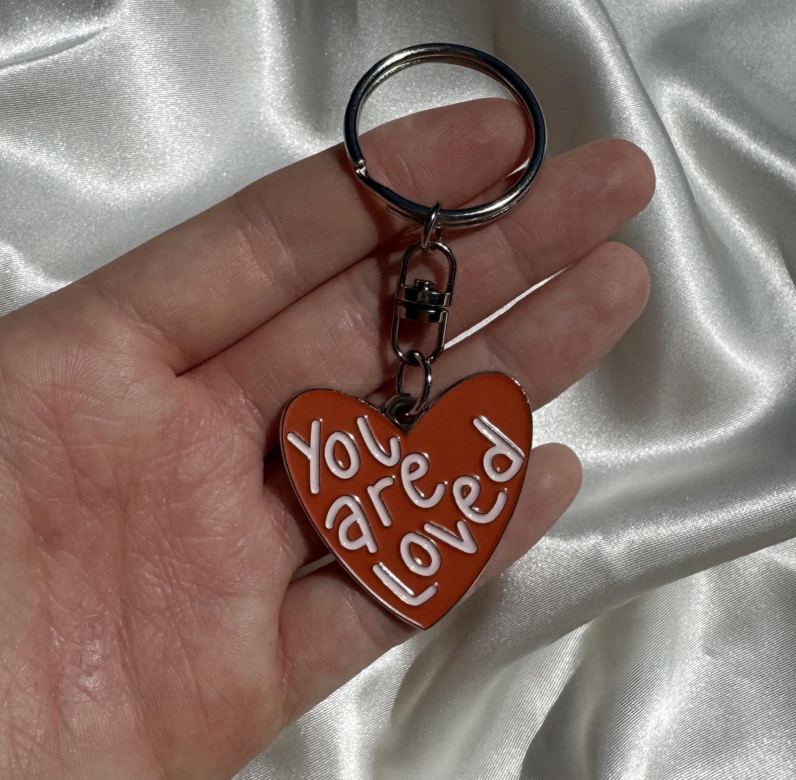 You Are Loved Heart Enamel Keychain | Mental Health Keychain ...