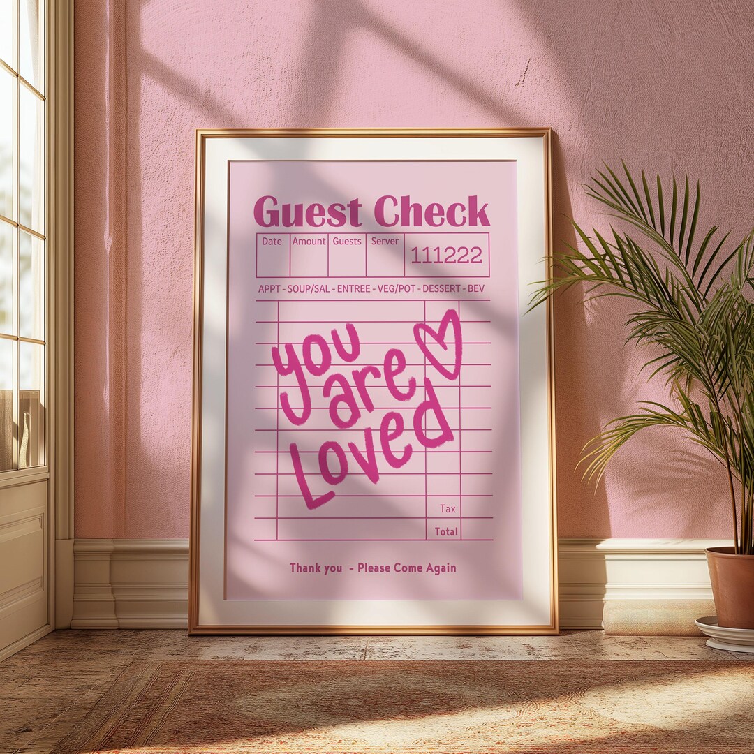 You Are Loved Guest Check Aesthetic Wall Art (digital Download) | Dorm ...