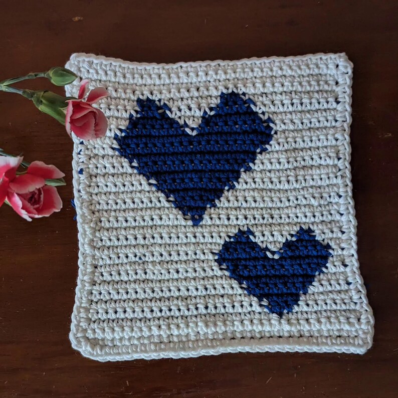 Two Hearts Placemat Tapestry Crochet Digital Pattern - Two Heart ...