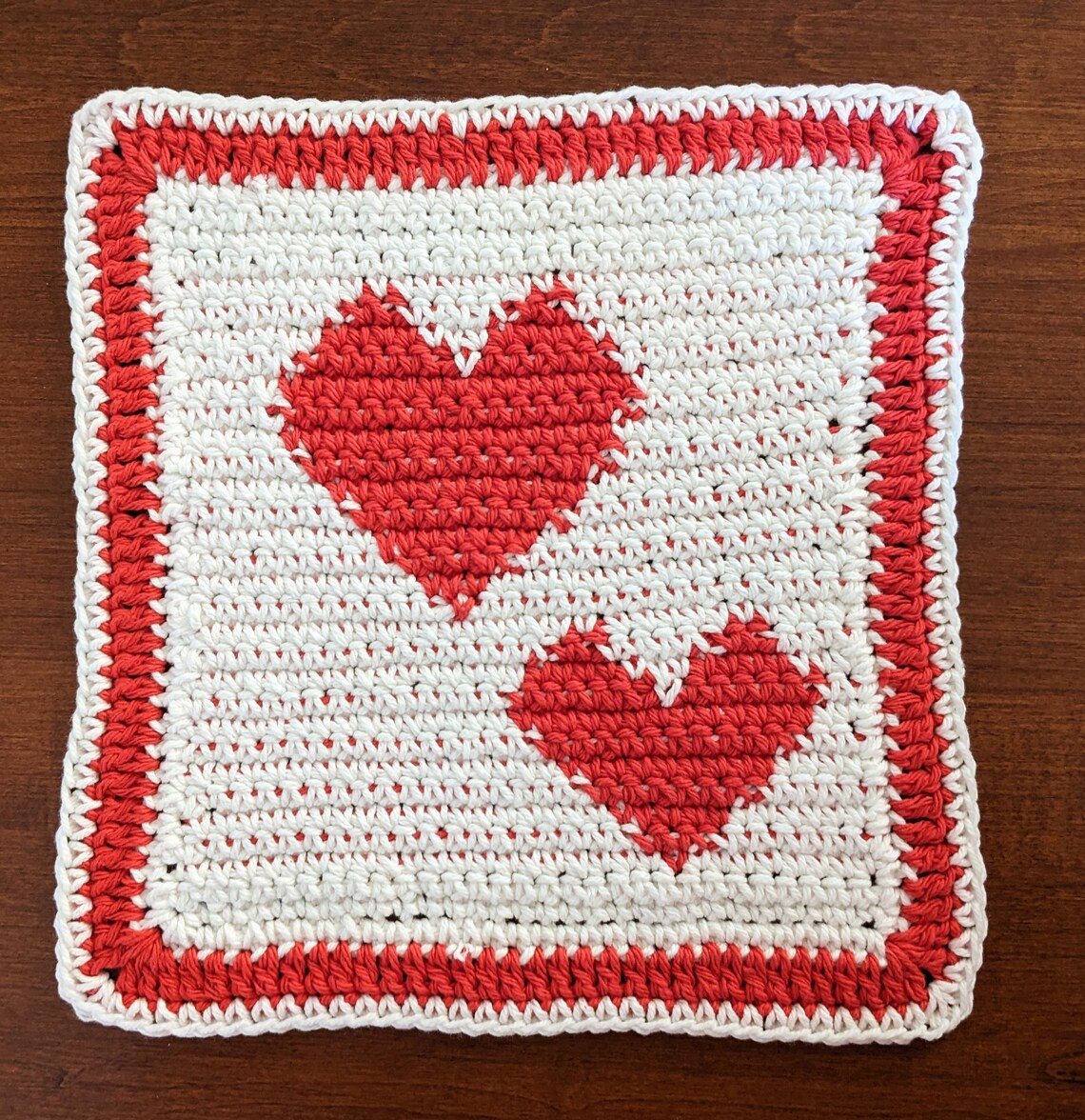 Two Hearts Placemat Tapestry Crochet Digital Pattern - Two Heart ...
