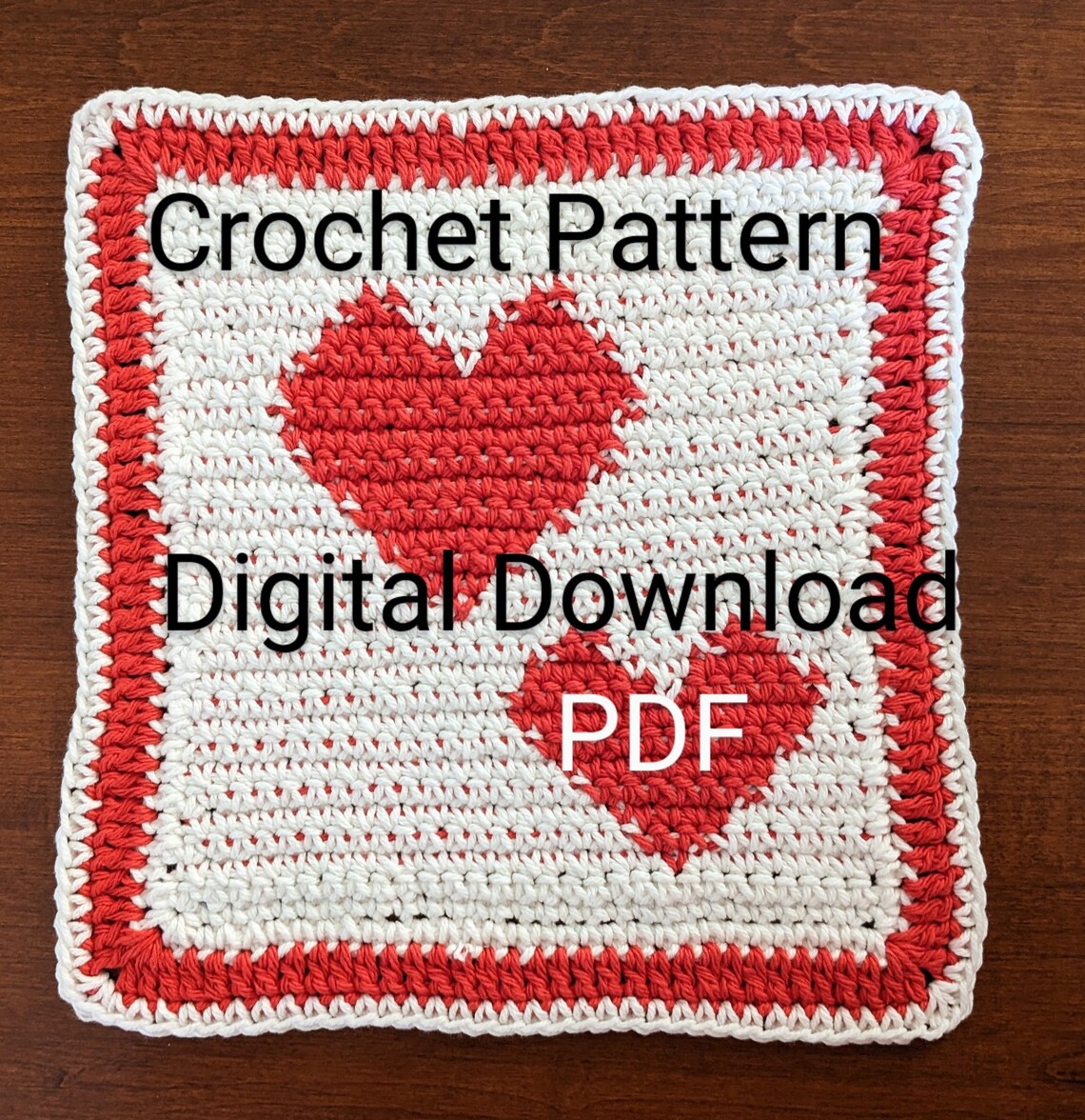 Two Hearts Placemat Tapestry Crochet Digital Pattern - Two Heart ...