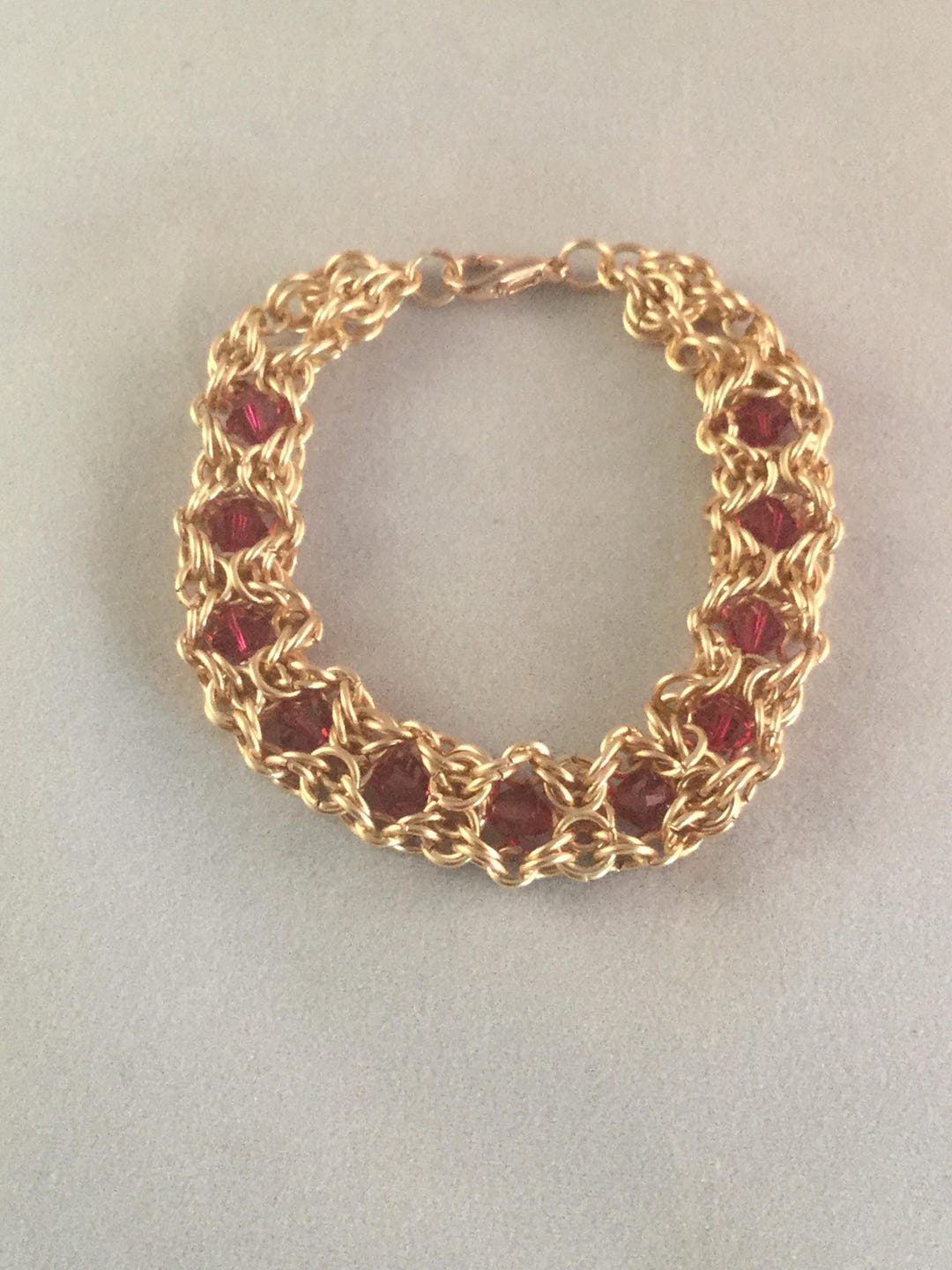 Champagne Gold Chainmaille Bracelet With Bicycle Chainmail Weave. in ...