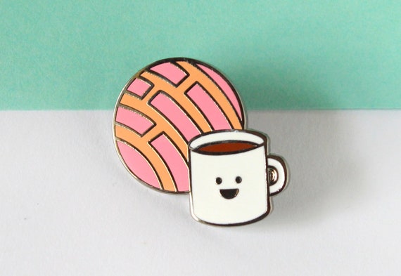 Concha and Coffee Enamel Pin Conchita Cafecito Mexico Pan - Etsy