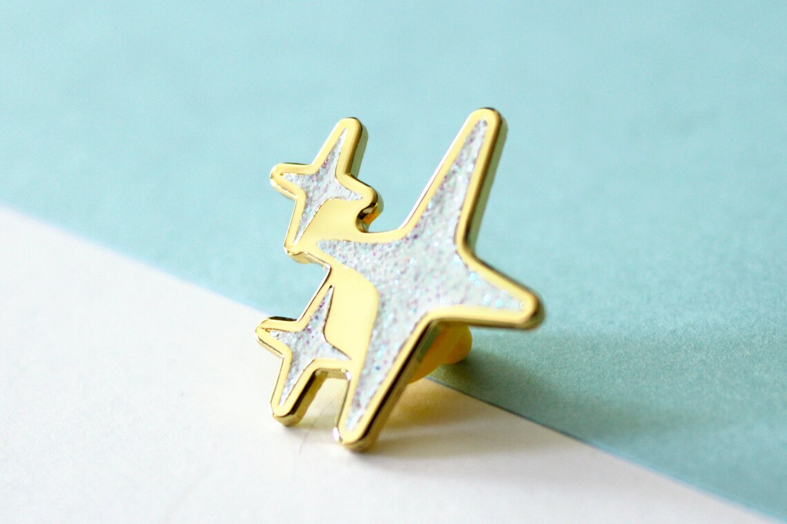 White Glitter Sparkle Emoji Enamel Pin Cute Gold Shiny Pin - Etsy