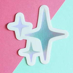 Holographic Sparkle Sticker | White Shiny Sparkle Emoji Vinyl Sticker ...