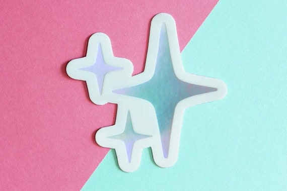 Holographic Sparkle Sticker White Shiny Sparkle Emoji Vinyl - Etsy