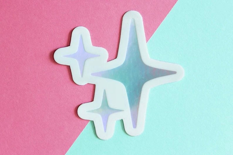Holographic Sparkle Sticker | White Shiny Sparkle Emoji Vinyl Sticker ...