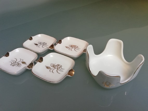 Lefton China Mini Vintage Ashtray Set of Four With Holder - Etsy