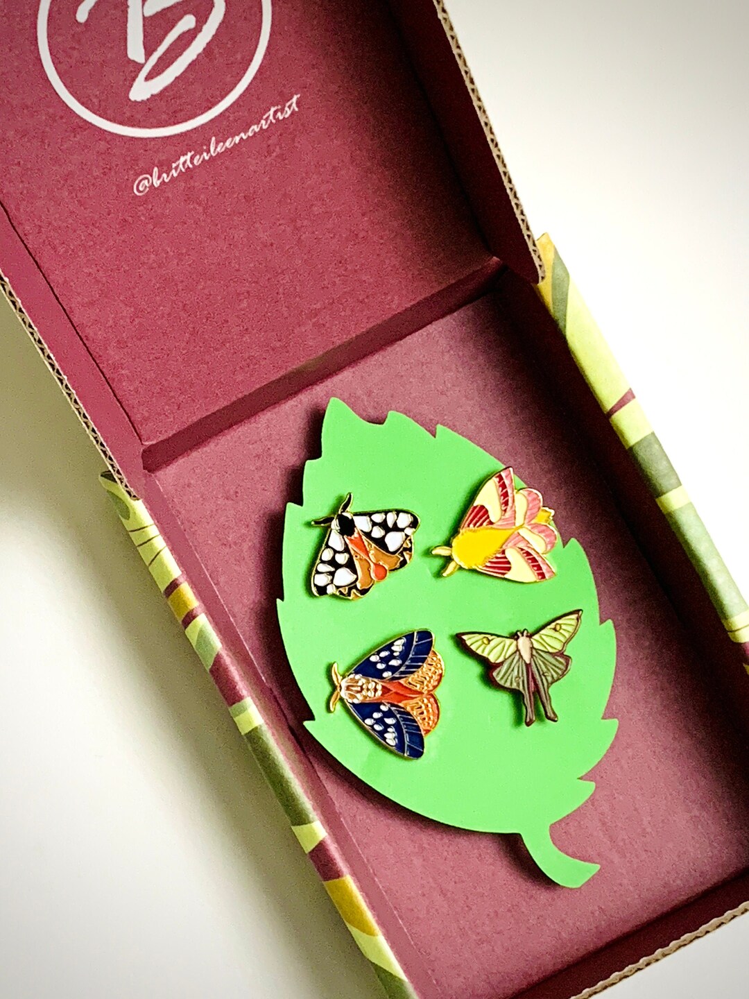 Pin Collection, Box Set, Moth Pins, Luna Moth, Rosy Maple Moth, Tiger ...
