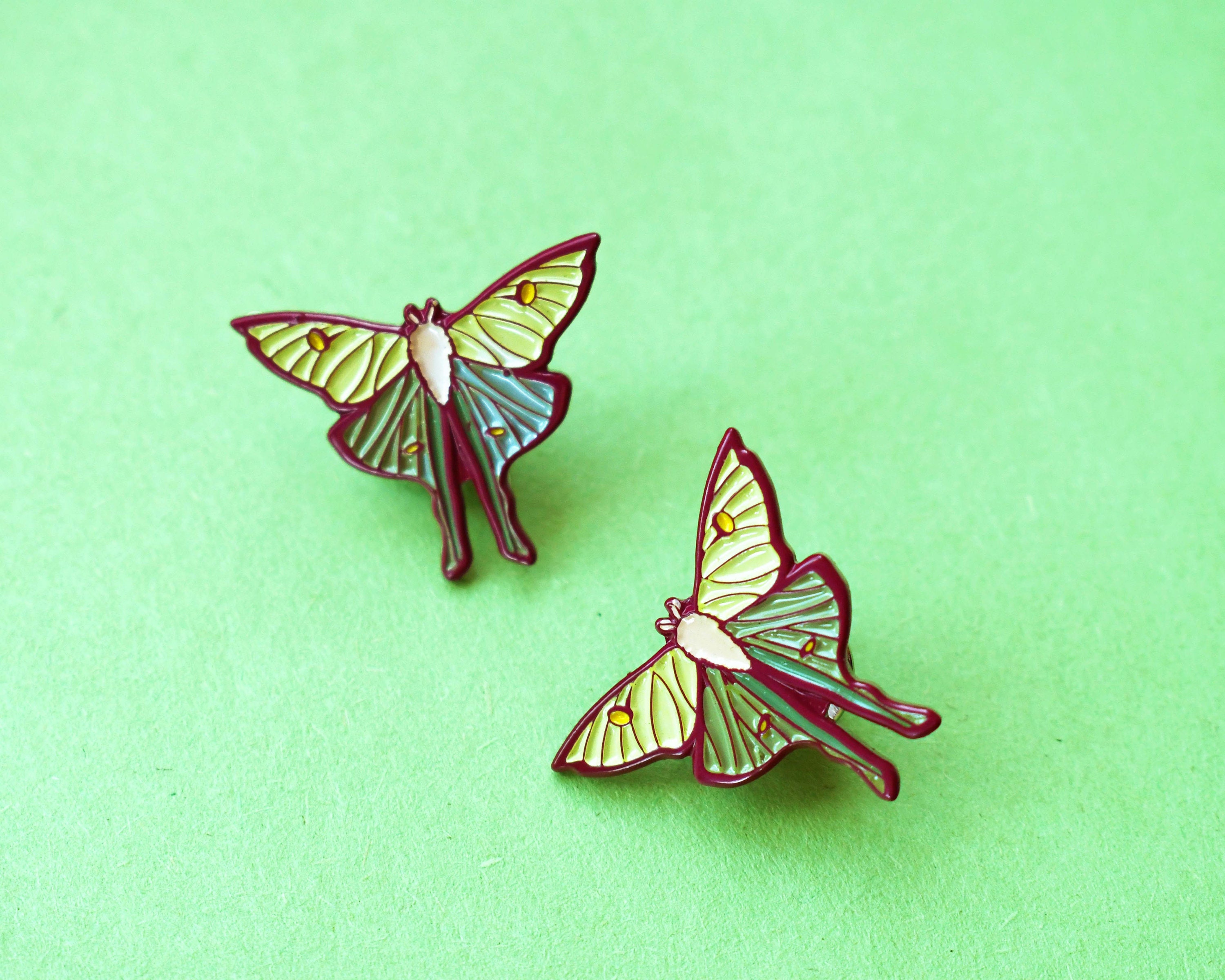 Pin Collection, Box Set, Moth Pins, Luna Moth, Rosy Maple Moth, Tiger ...