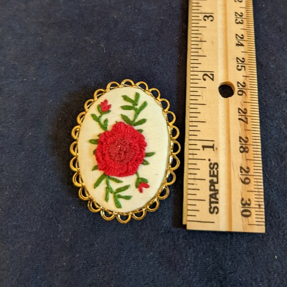 Single Rose Embroidery Pin - Gem
