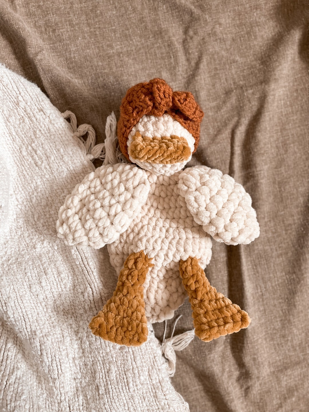 Della Duck Crochet Lovey Plushy Soft Baby Snuggler Baby Gift - Etsy