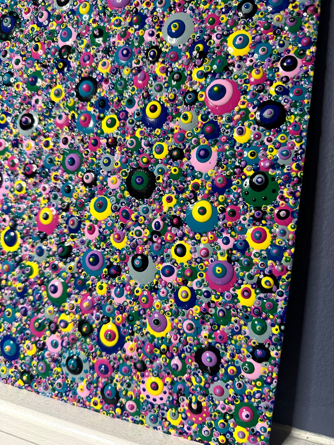 Handmade Blob Painting on Art Board: Original Dot Art, Maximalist ...