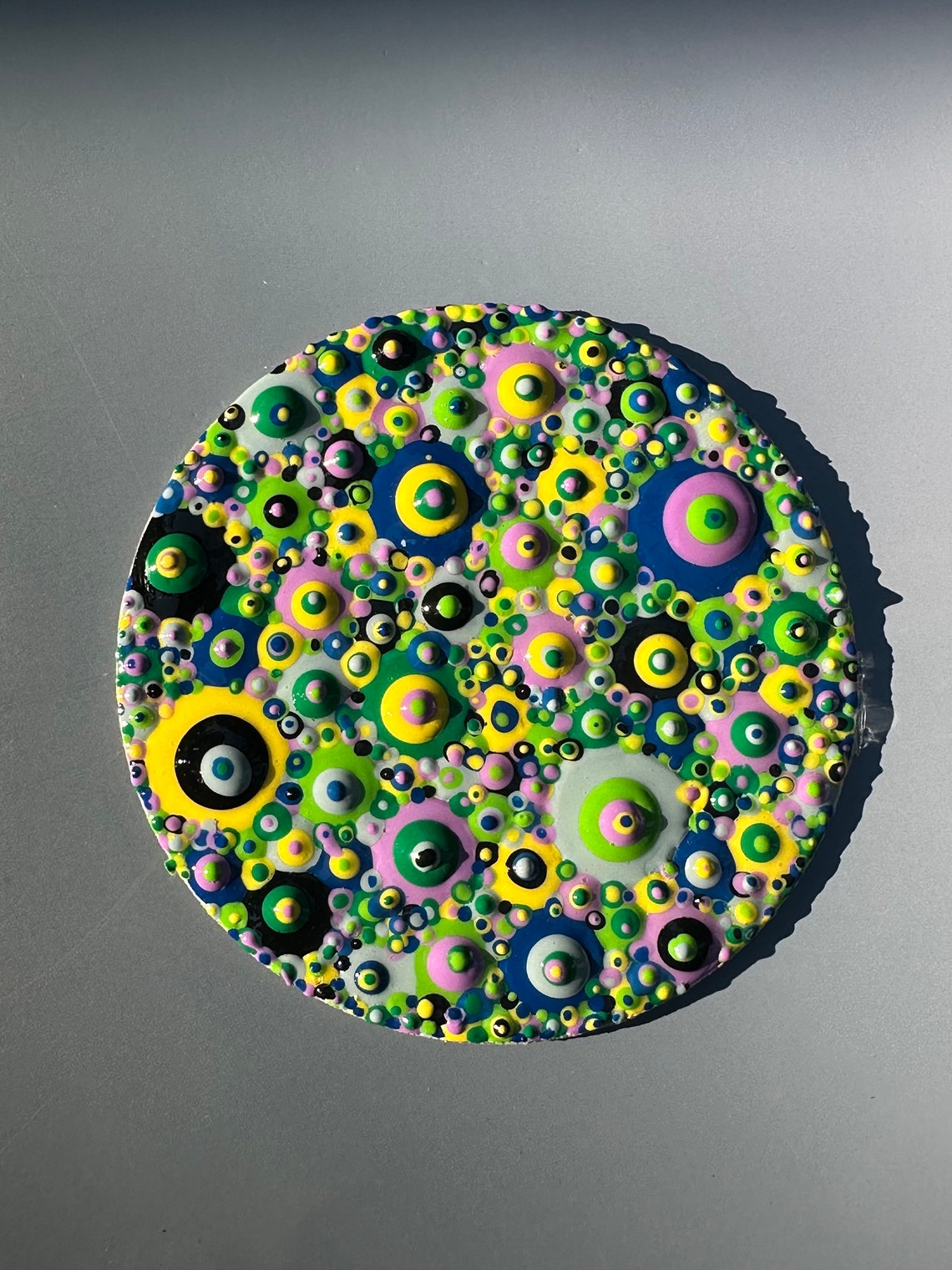 Miniature 3D Blob Painting, Colorful Dot Art, Small Space Decor - Etsy