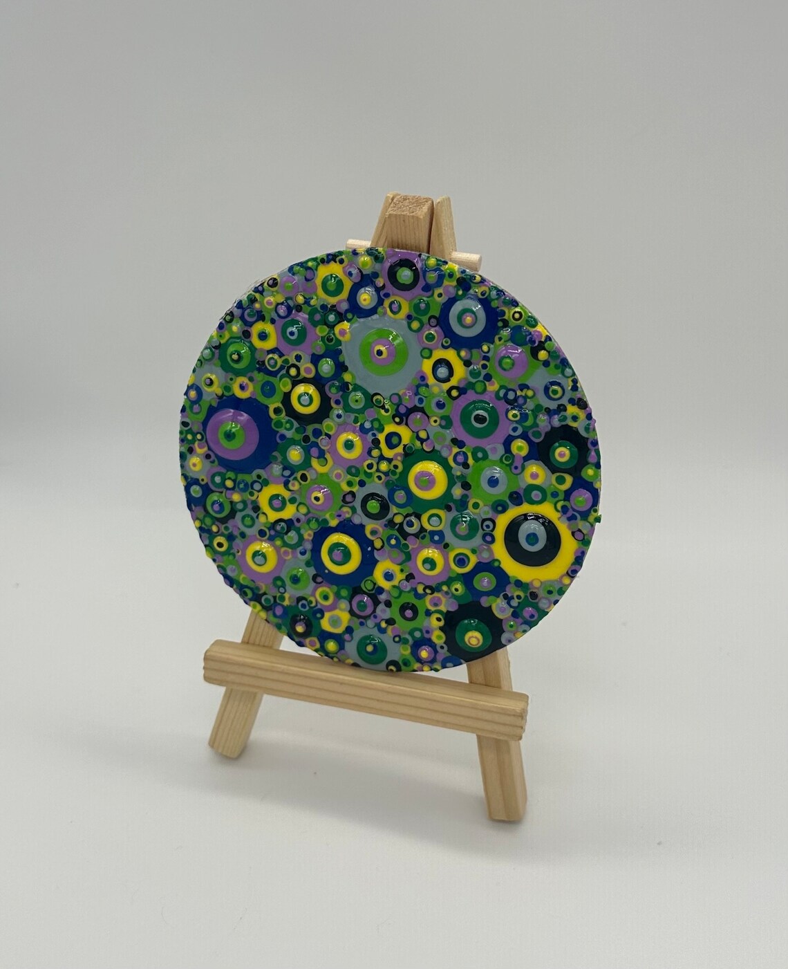 Miniature 3D Blob Painting, Colorful Dot Art, Small Space Decor - Etsy