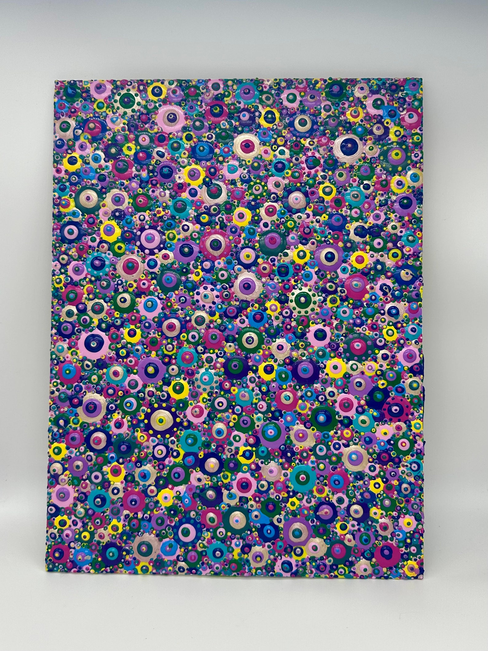 One of a Kind Blob Painting on Wood Board- Handmade Geometric Dot Art ...