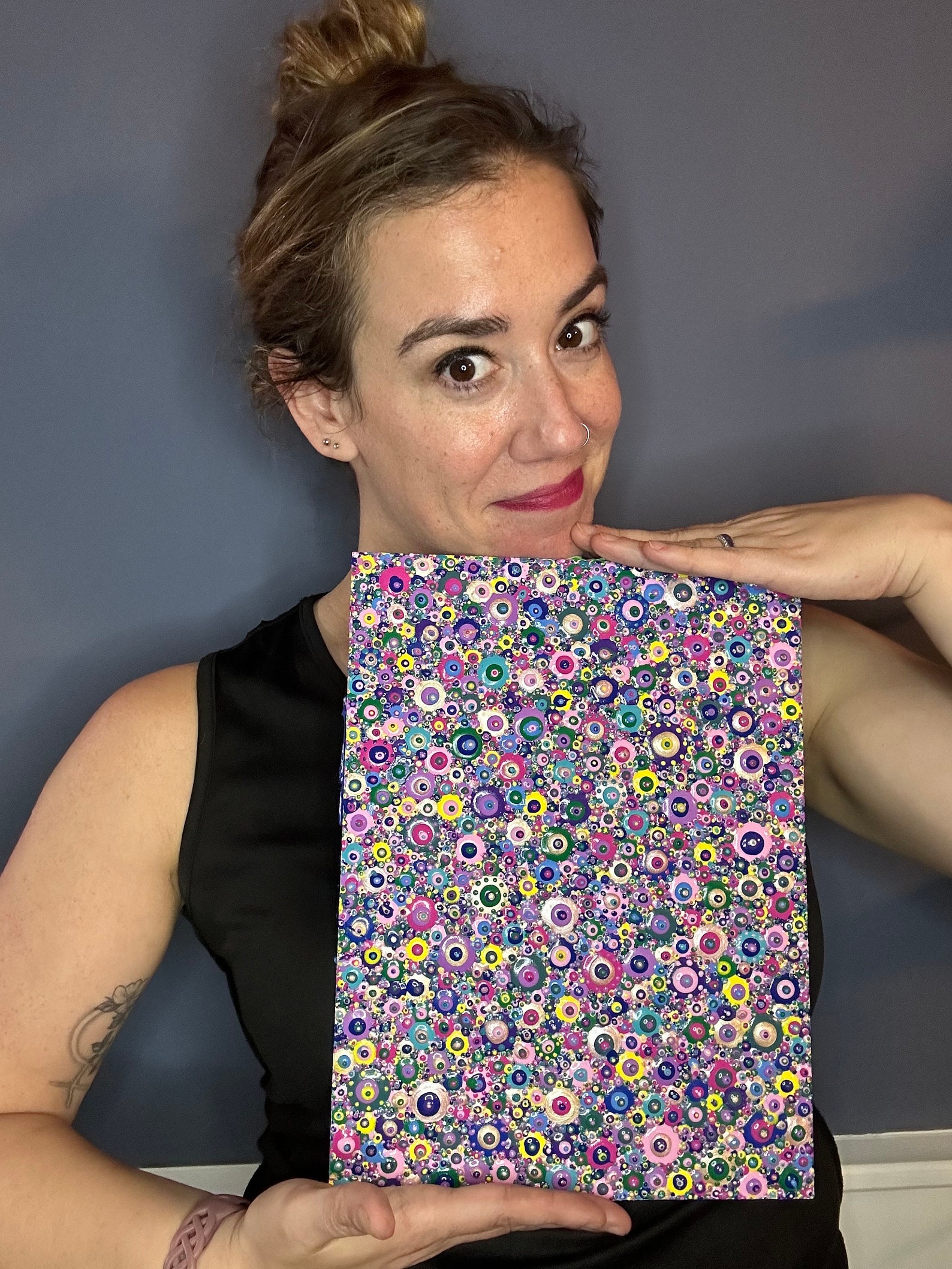 One of a Kind Blob Painting on Wood Board- Handmade Geometric Dot Art ...