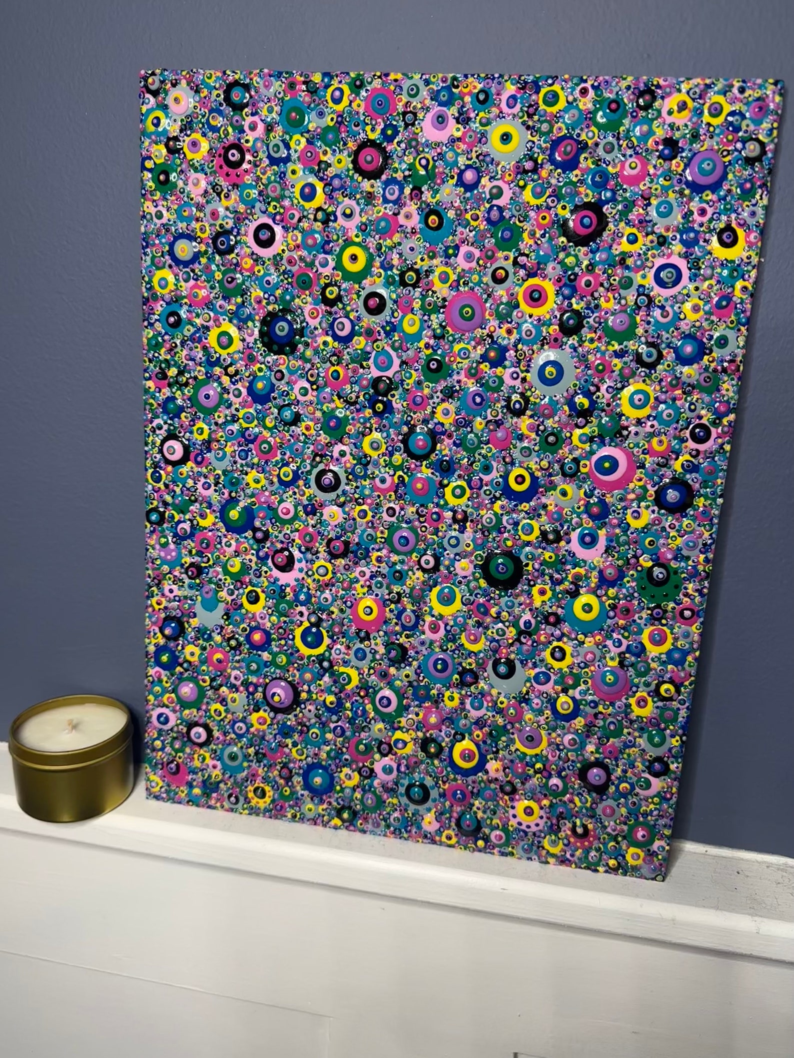 Handmade Blob Painting on Art Board: Original Dot Art, Maximalist ...