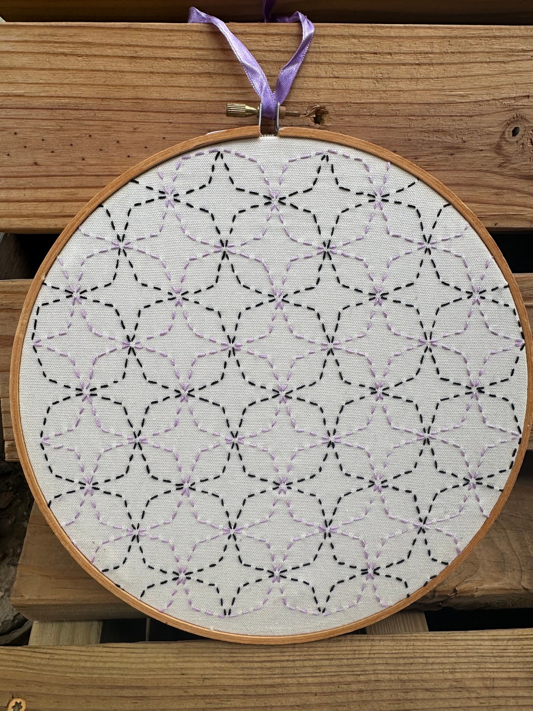 Modern Japanese Sashiko Embroidery Wall Art, Geometric Art, Handmade in ...