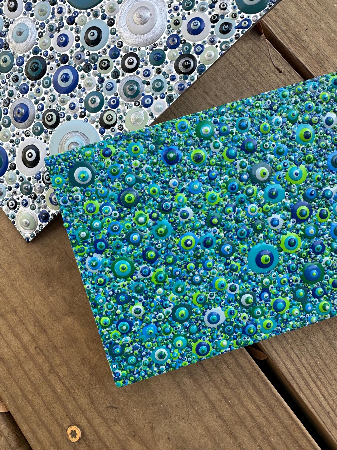 Blob Painting on Wood Board, 3D Textured Blobs, Modern Dot Art You Can ...