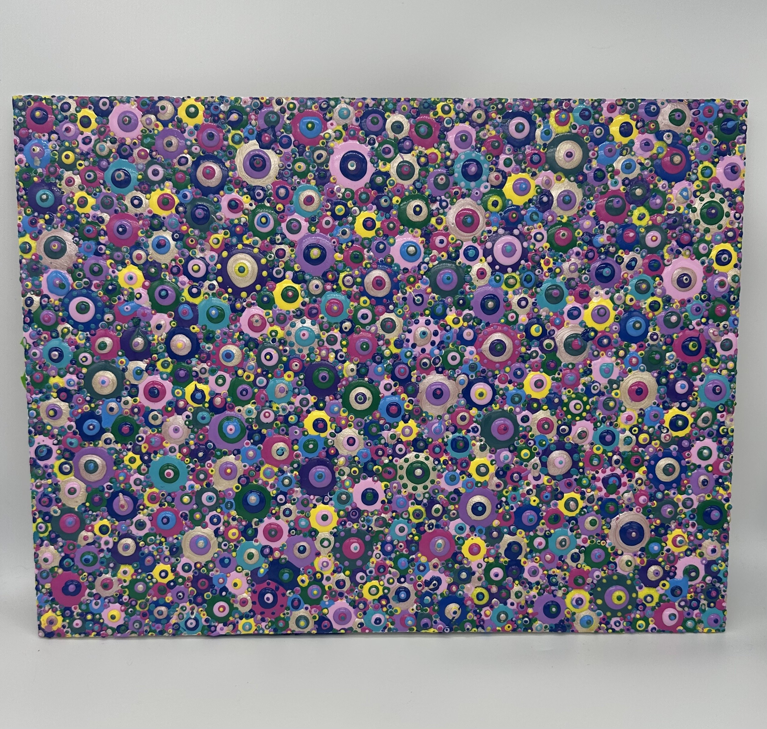 One of a Kind Blob Painting on Wood Board- Handmade Geometric Dot Art ...