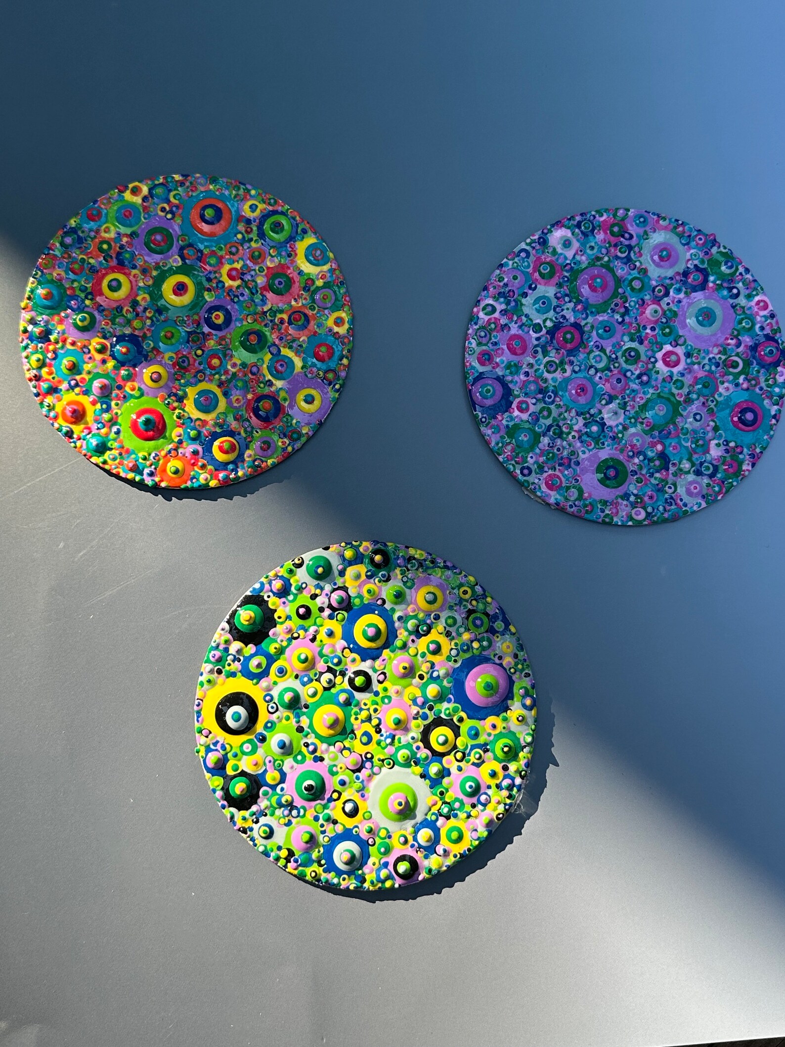 Miniature 3D Blob Painting, Colorful Dot Art, Small Space Decor - Etsy