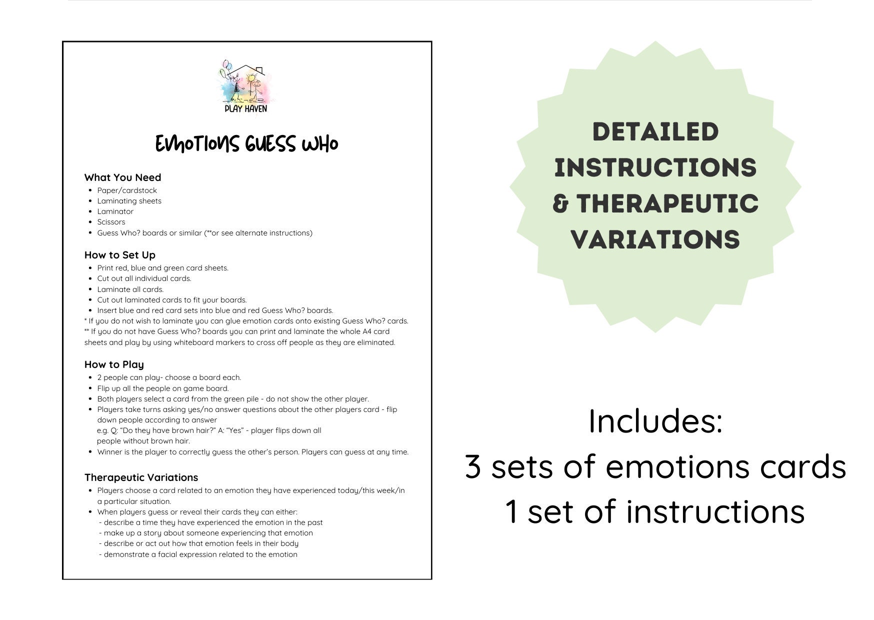 Therapeutic Game Bundle Emotions Guess Who and Get to Know You Tumbling ...