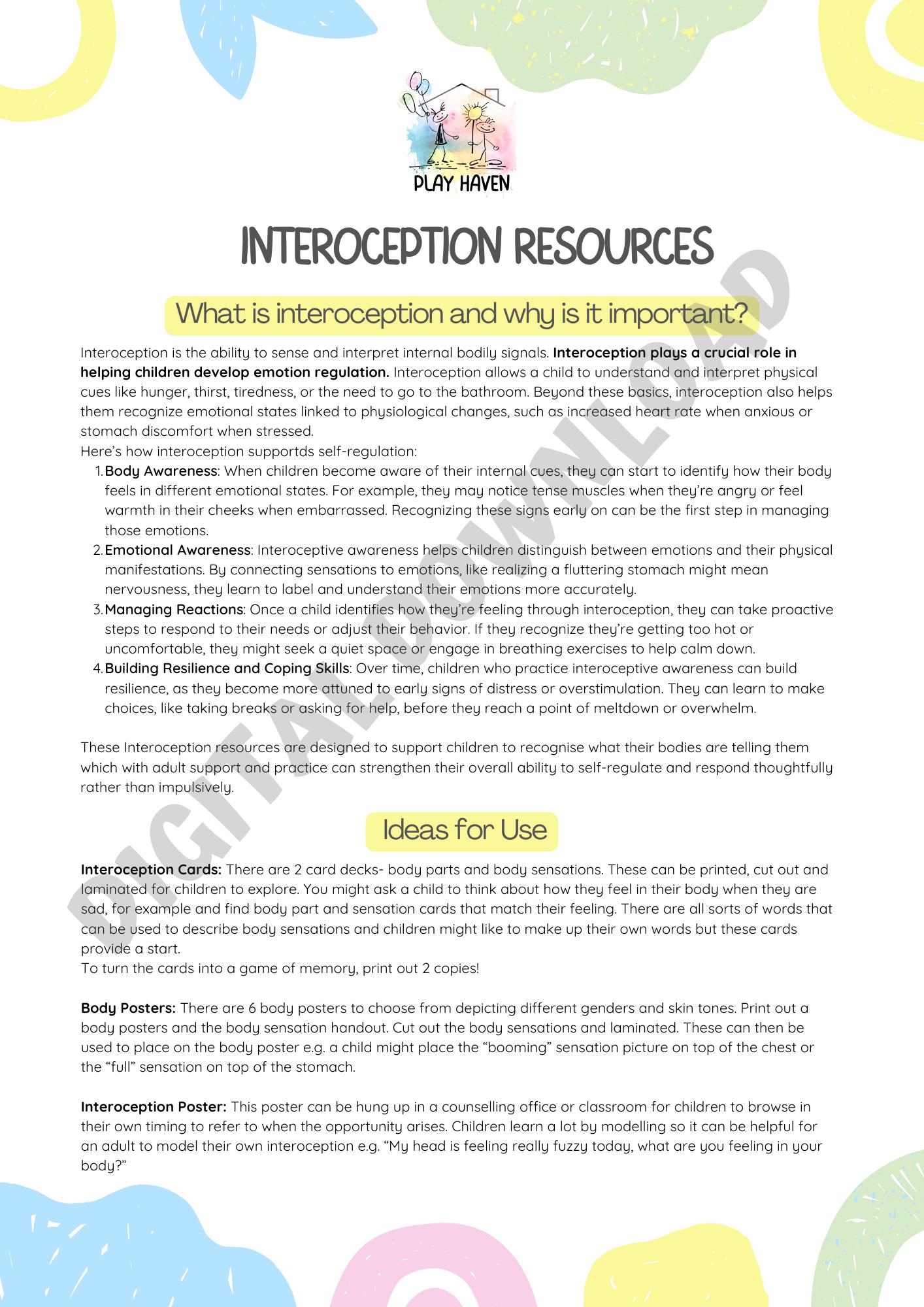 Interoception/body Awareness Pack - Therapeutic Resources for Children ...