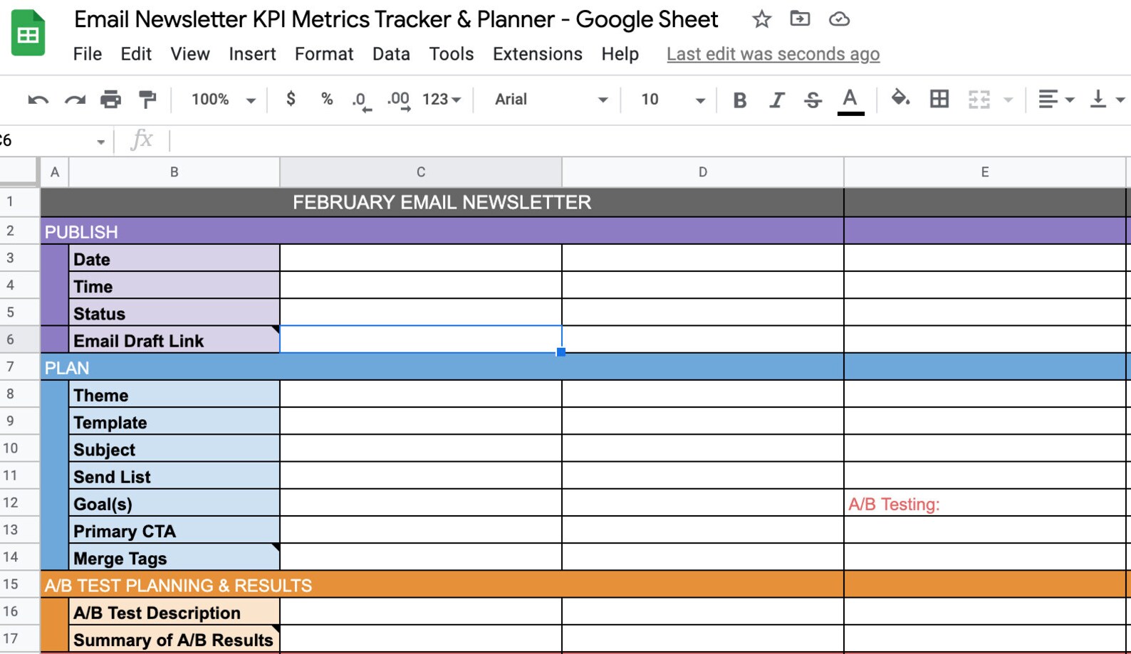 Email Newsletter KPI Metrics Tracker & Planner - Google Sheet - Etsy