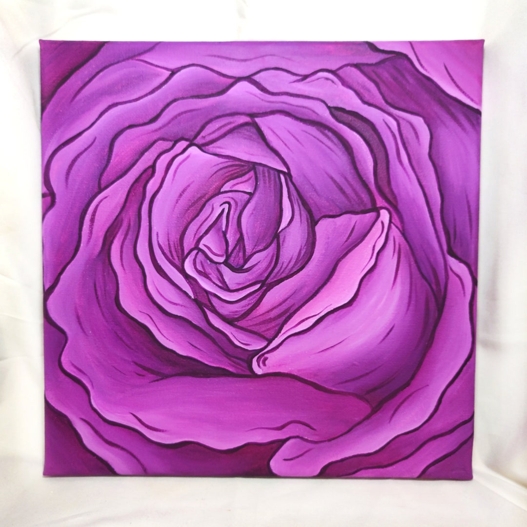 Purple Bloom Rose Painting - Etsy
